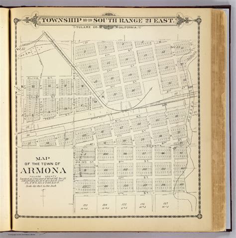 Map Of The Town Of Armona Tulare County Compiled Drawn And