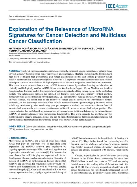 Pdf Exploration Of The Relevance Of Microrna Signatures For Cancer