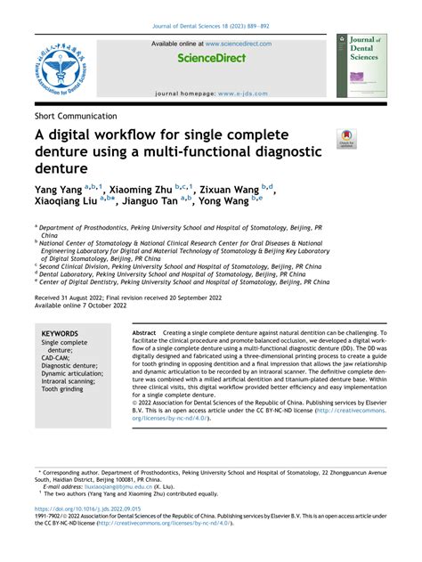 Pdf A Digital Workflow For Single Complete Denture Using A Multi