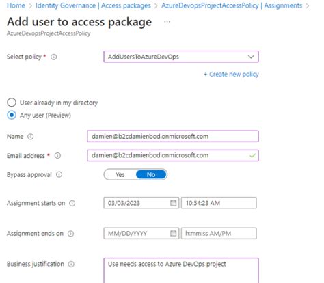 use azure ad access packages to onboard users in an azure devops project software engineering