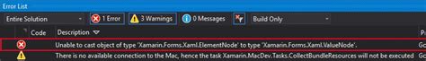 Xamarin Forms Build Error Unable To Cast Object Of Type Xamarin