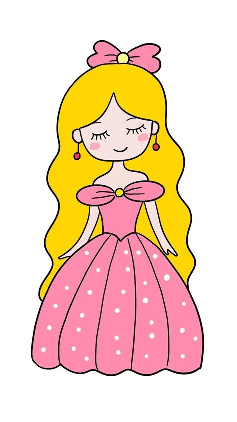 公主可爱简笔画大全 图文打印版（共10张） 简笔画图片大全