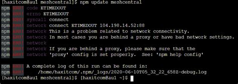 Updating Meshcentral Error · Issue 1475 · Ylianstmeshcentral · Github