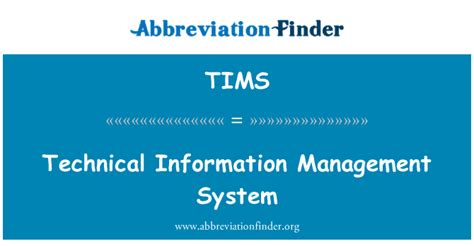 Tims Stands For Technical Information Management System Abbreviation