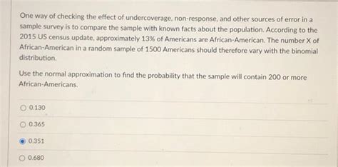 Solved One Way Of Checking The Effect Of Undercoverage