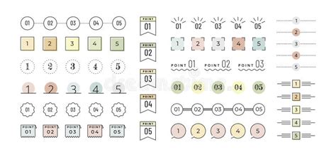 number bullet points frames ribbons and geometric shapes with number