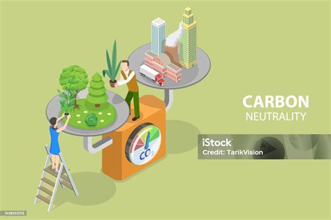 탄소 중립성의 3d 이소메트릭 플랫 벡터 개념적 일러스트레이션 탄소 중립에 대한 스톡 벡터 아트 및 기타 이미지 탄소 중립 제로 웨이스트 지속 가능한 자원 Istock