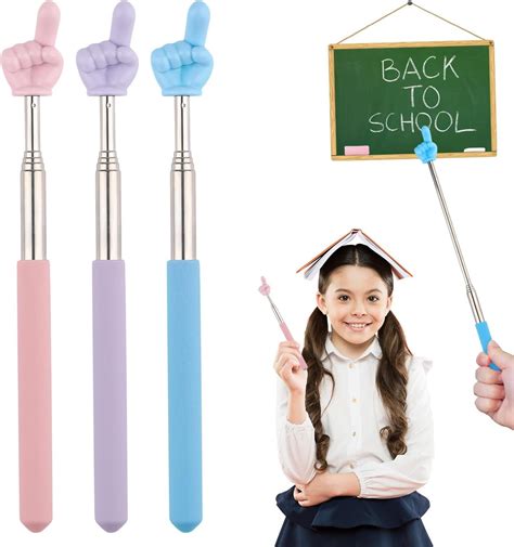 Zkca 3 Pcs Telescopic Teacher Pointer Retractable Finger Teachers Pointer For Classroom