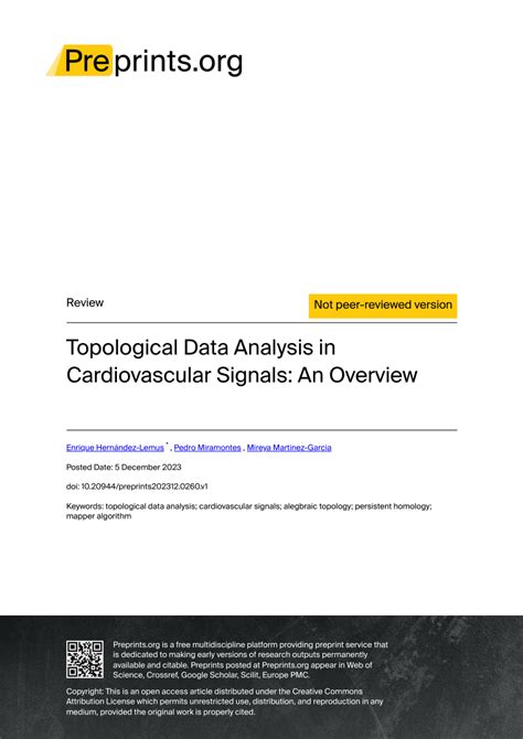 Pdf Topological Data Analysis In Cardiovascular Signals An Overview