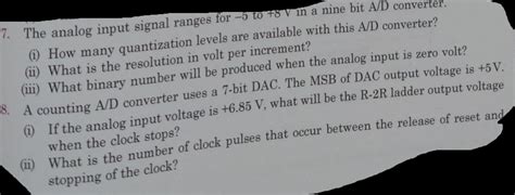 Solved The Analog Input Signal Ranges For 5 ﻿to 8v ﻿in A