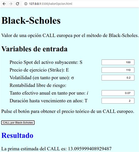 Alto Código Calculadora De Opciones En Javascript