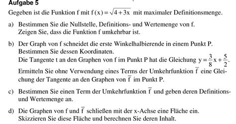 Umkehrfunktion Einer Tangente An Einen Graphen Berechnen Ohne Die