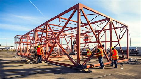 Premium Ai Image Construction Process As Dedicated Workers Meticulously Assemble And Erect