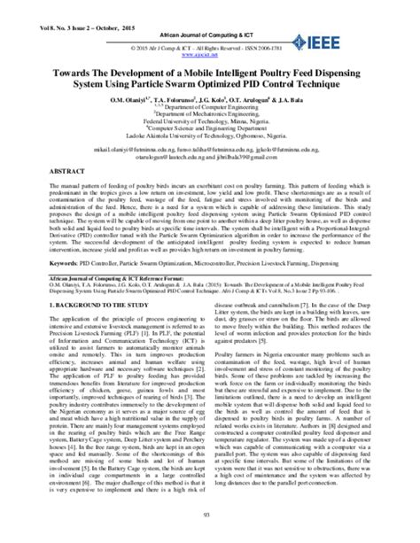 Pdf Towards The Development Of A Mobile Intelligent Poultry Feed Dispensing System Using