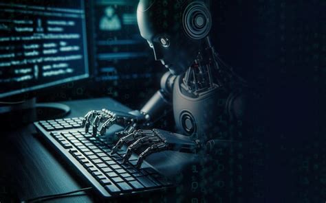 premium photo artificial intelligence robot ai hacking ai database