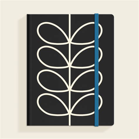 Medium Notebook Grid Paper Linear Stem Lead Grey Orla Kiely