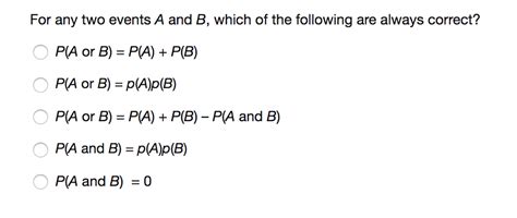 solved for any two events a and b which of the following