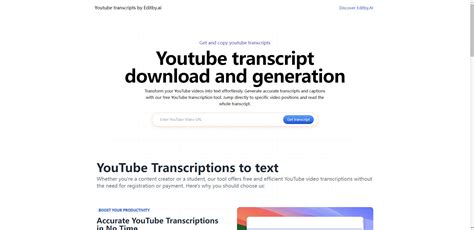 youtube transcripts by editby ai reviews features pricing and