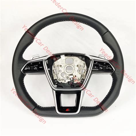 아우디 A6 A7 A8 A6l 용 하프 천공 가죽 스티어링 휠 플랫 하단 전체 알칸타라 패들 시프터 버튼 포함스티어링 휠 And 혼즈 Aliexpress