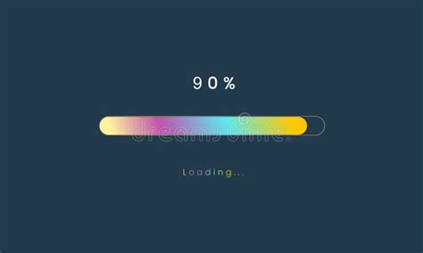 90 Percent Rainbow Loading Bar Luplouad User Interface Colorful Futuristic Loading Symbol A