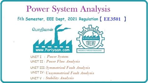 power system analysis ee3501 psa 5th semester eee dept 2021