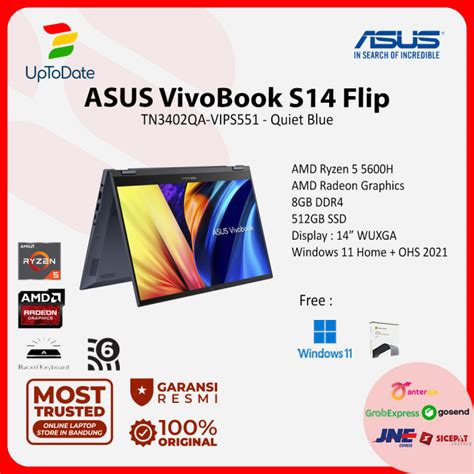Asus Vivobook S Flip Tn Qa Vips Ryzen H Gb Gb W Lazada Indonesia