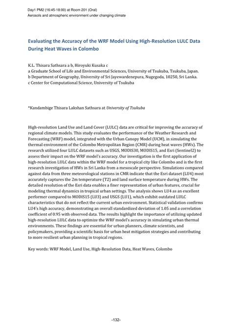 Pdf Evaluating The Accuracy Of The Wrf Model Using High Resolution