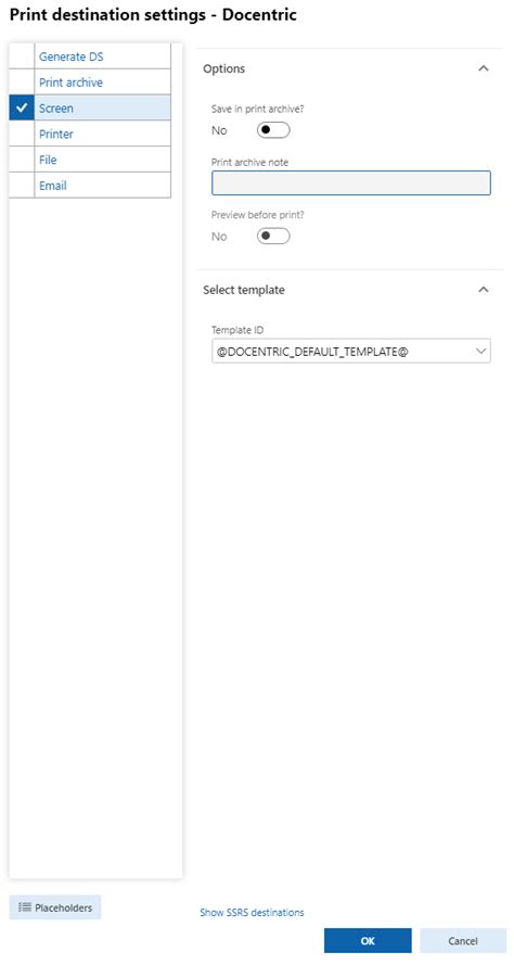 Report Print Destinations Overview Docentric Ax