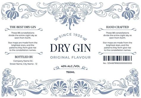 ornamental elegant gin label template free design editor