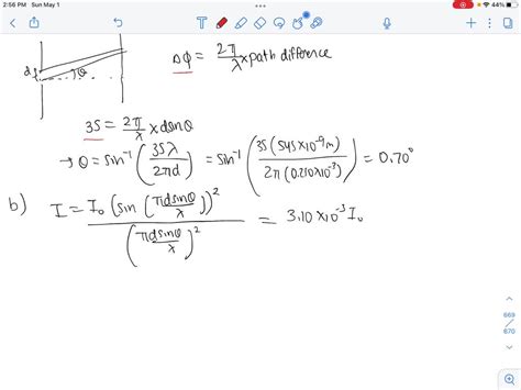 Solved A The Intensity At The Center Of A Single Slit Diffraction Pattern Is To What Is The