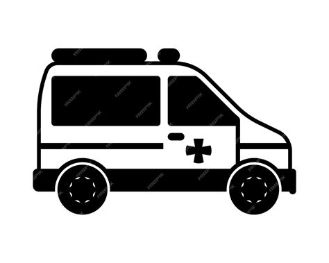 Premium Vector Black And White Ambulance Illustration For Medical Use