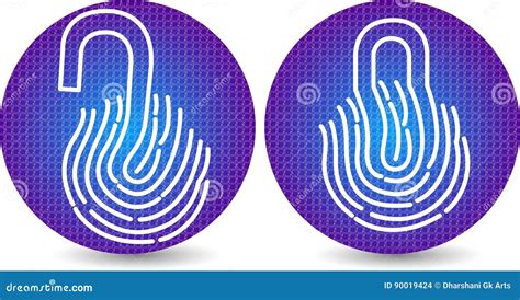Fingerprint Lock And Unlock Icon Stock Vector Illustration Of Fingerprint Access 90019424