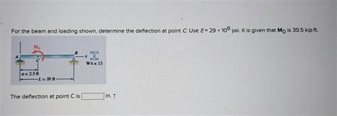 [solved] For The Beam And Loading Shown Determine The Deflection At Point Solutioninn