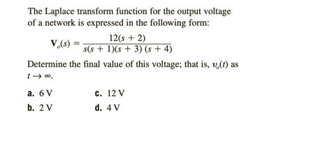 solved the laplace transform function for the output voltage