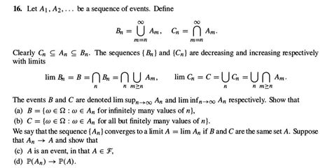 solved 16 let a1 a2 be a sequence of events define