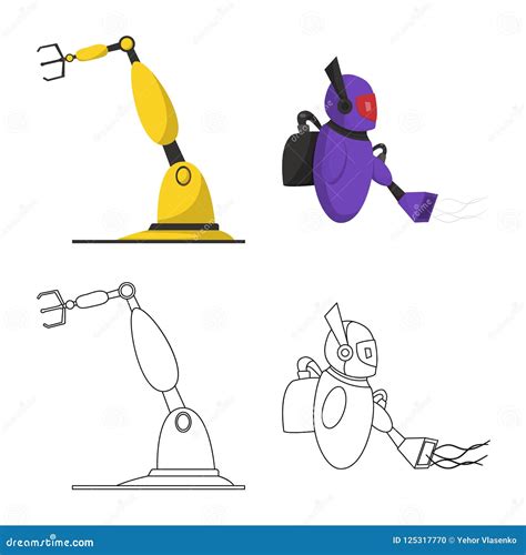 Vector Design Of Robot And Factory Icon Collection Of Robot And Space Stock Vector Illustration