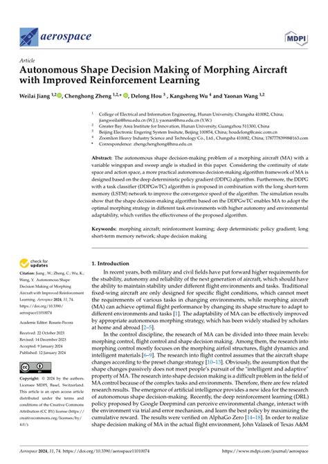 Pdf Autonomous Shape Decision Making Of Morphing Aircraft With