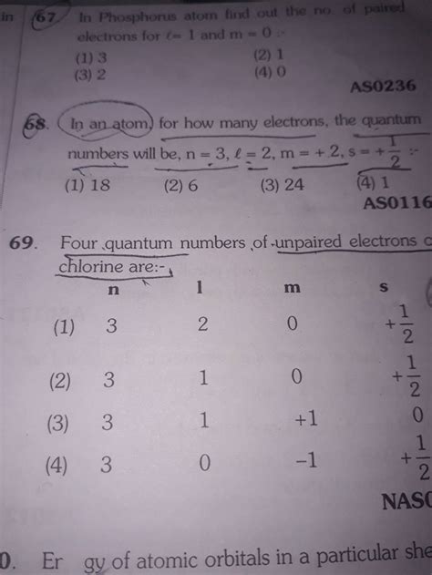 3 24 4 1 aso116 69 four quantum numbers of unpaired electrons chl