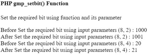 Php Gmpsetbit Function Tpoint Tech