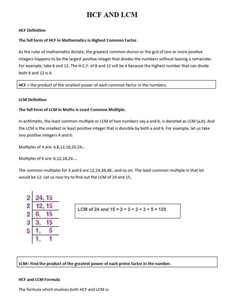 Hcf And Lcm Pdf Elementary Mathematics Numbers