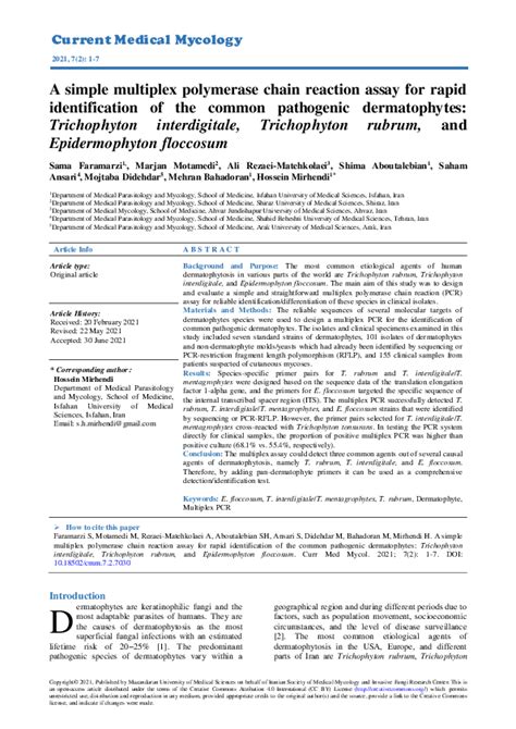Pdf A Simple Multiplex Polymerase Chain Reaction Assay For Rapid