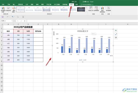 Excel图表如何更改颜色 Excel调整数据图表的颜色的方法教程 极光下载站