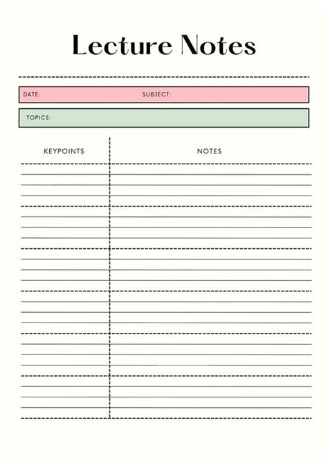 Free And Customizable Notes Templates