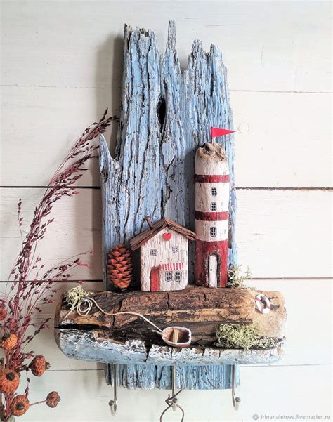 Ключница Маяк на скалах 3 домики дрифтвуд в интернет магазине на Ярмарке Мастеров Чудесная