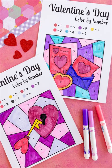Free Valentine S Day Color By Number Pages Play Party Plan