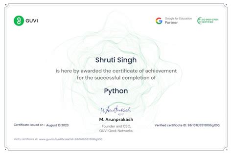 Aiforindia Python Guvi Artificialintelligence Shruti Singh