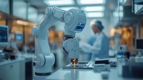 Robotic Arm In Advanced Laboratory Stock Image Image Of Modern