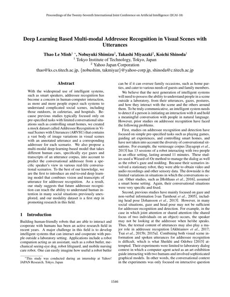 Pdf Deep Learning Based Multi Modal Addressee Recognition In Visual Scenes With Utterances
