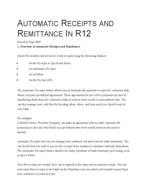 Pdf Oracle Automatic Receipts And Remittance In R12 Docx Dokumen Tips