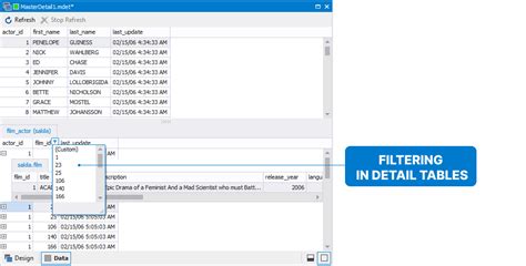 Sorting And Filtering Data In Master Detail Browser